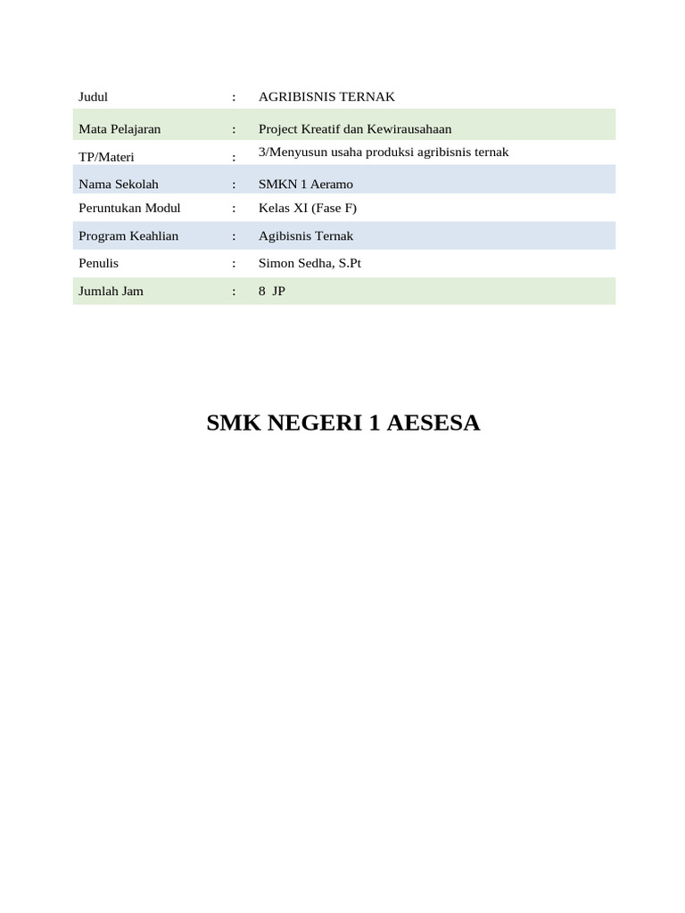 Modul PKK 3 Rencana produksi_075514 | PDF