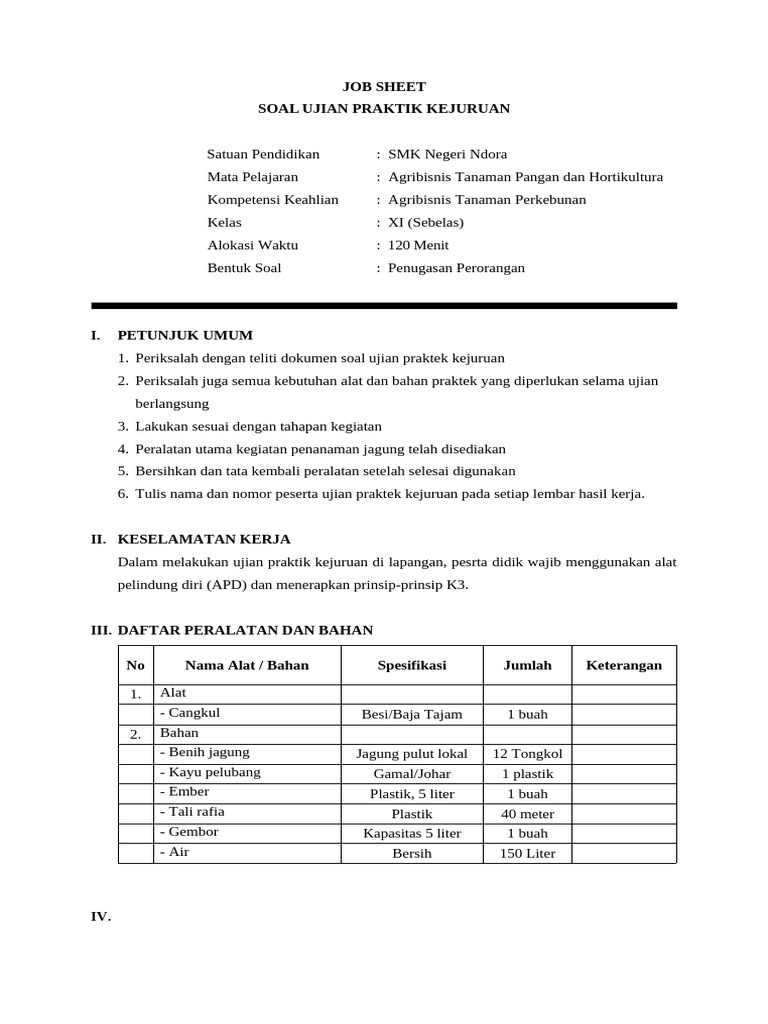 TP. 2024-2025 - Jobsheet Ujian Praktek Kelas XI ATPH | PDF