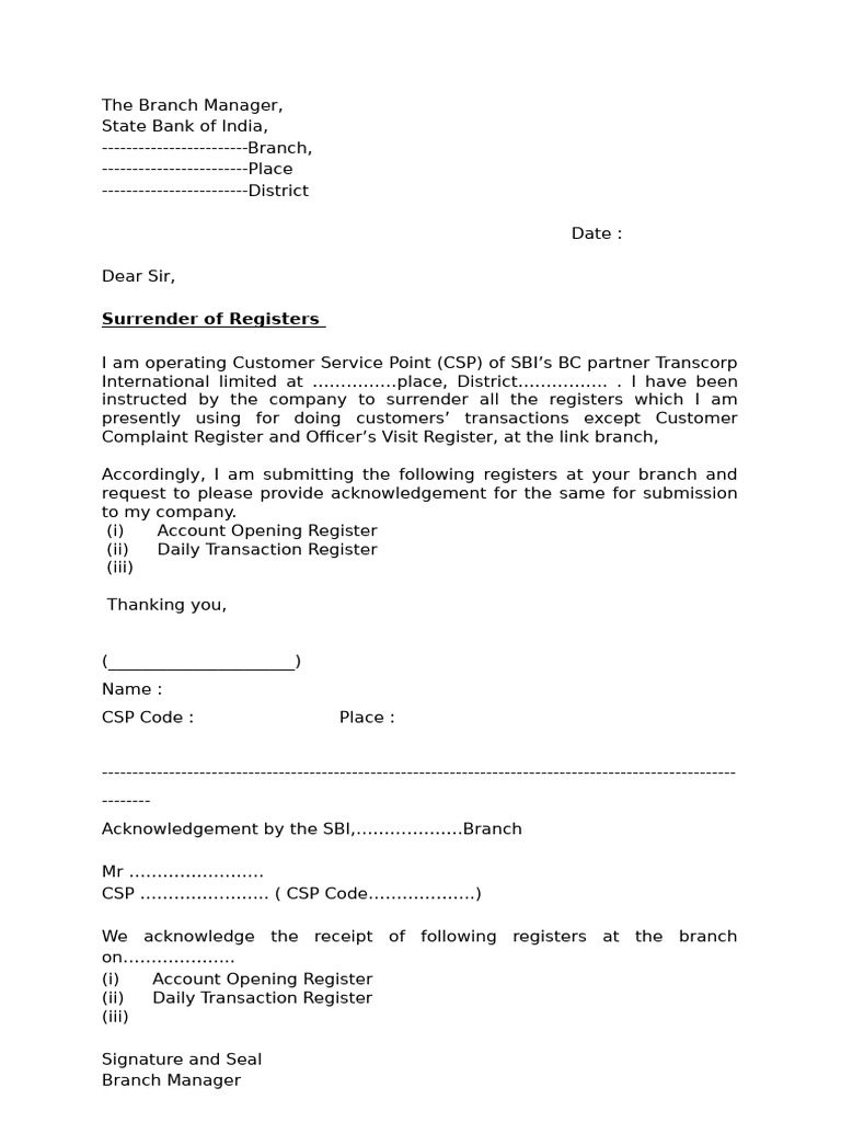 Register Acknowledgement Letter | PDF