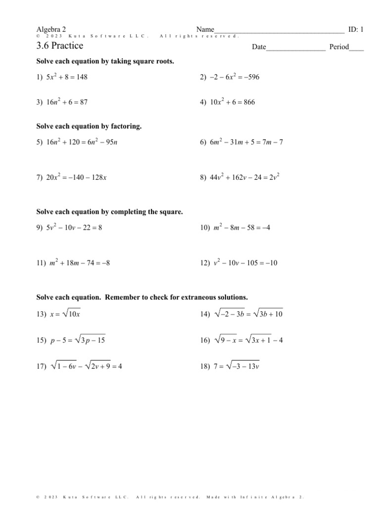 3.6+Practice+and+KEY | PDF | Algebra | Mathematics