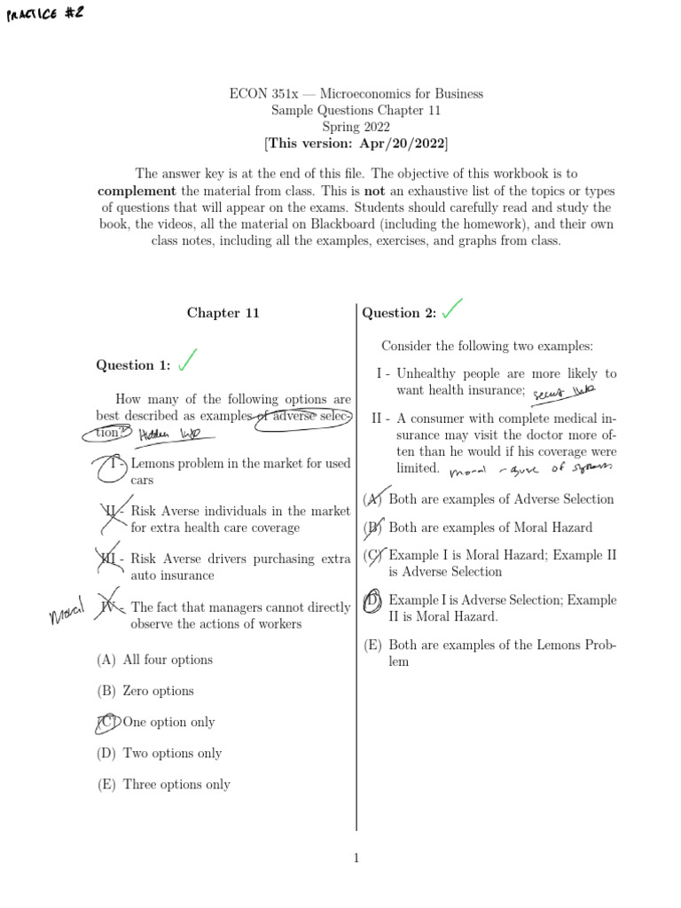 Ch12-Q&A2.0 | PDF | Adverse Selection | Moral Hazard
