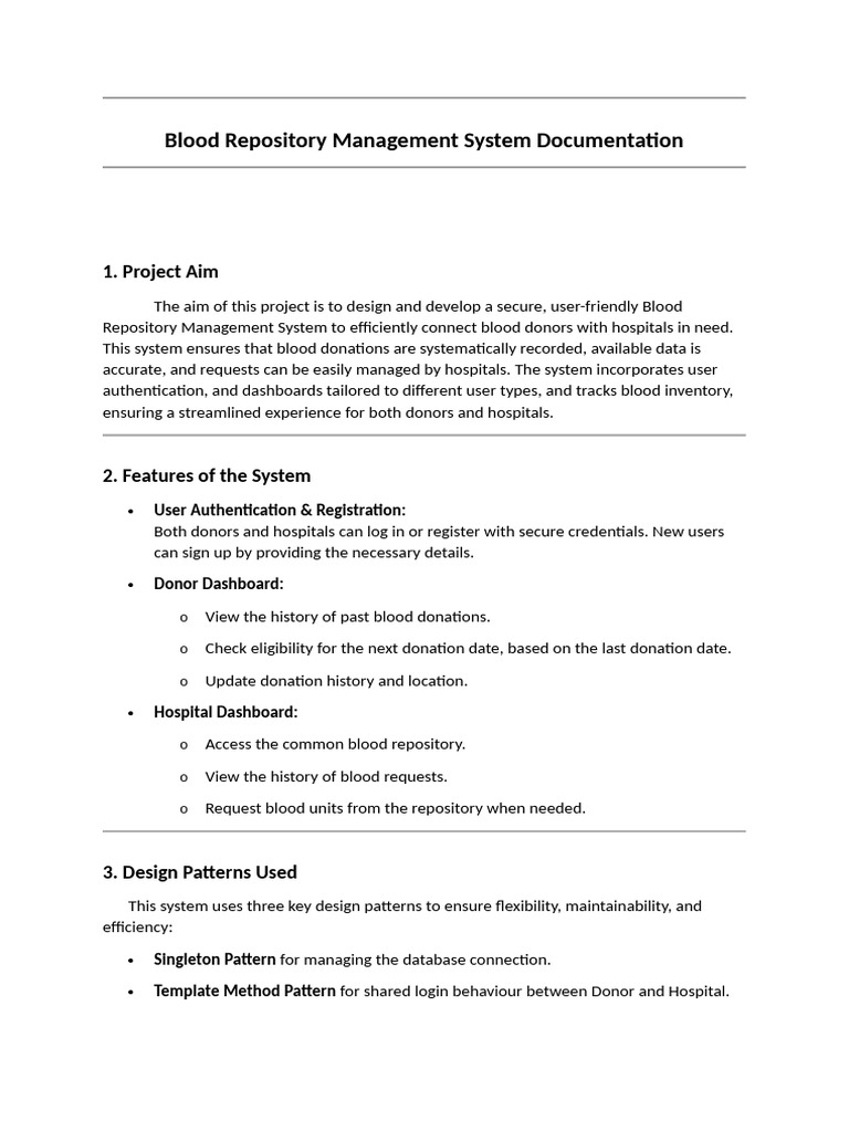 Blood Repository Management System Documentation pdp | PDF | Method ...