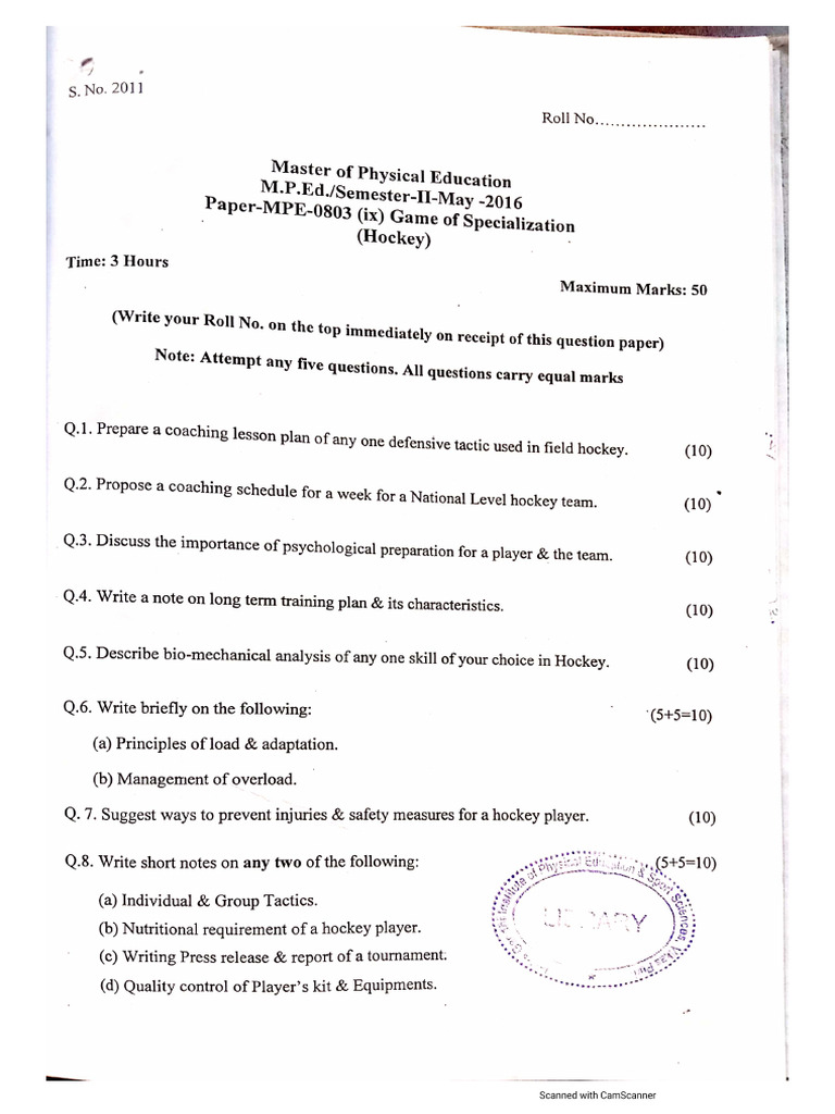 Paper MPE 0803 (Ix) Game of Specialization Hockey | PDF