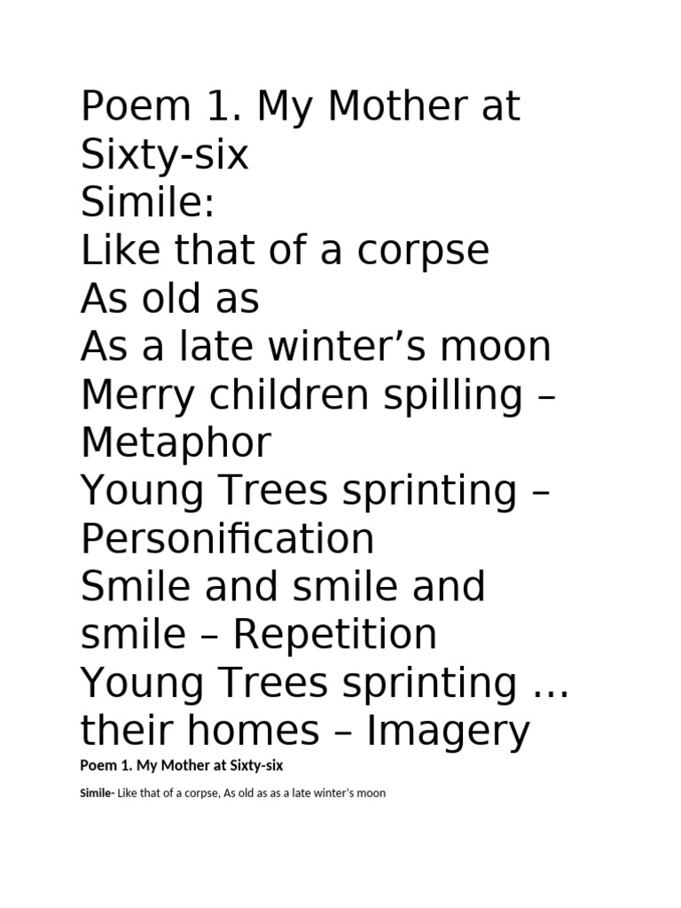 Literary Devices Class Xii Poems | PDF | Rhetorical Techniques