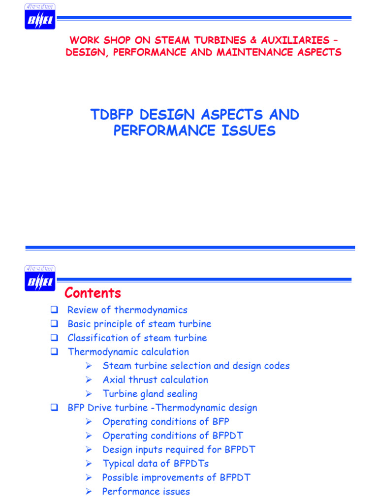 TDBFP Design Aspect by BHEL | PDF | Turbine | Boiler