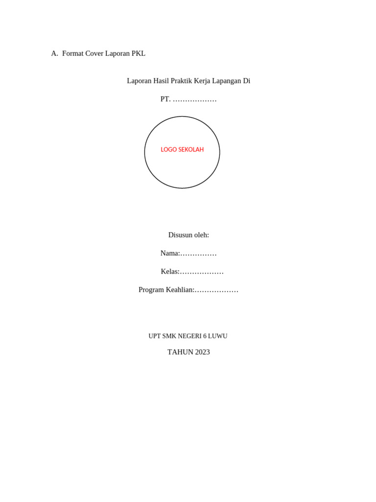 Format Laporan PKL SMK | PDF