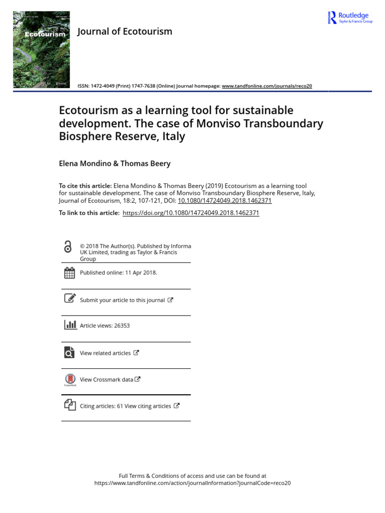 Ecotourism As A Learning Tool For Sustainable Development. The Case of ...