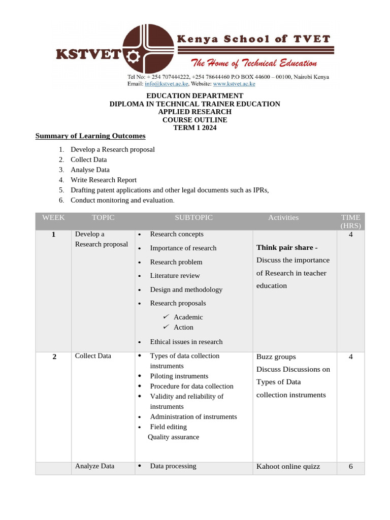 Technical Trainer Education Course Outline | PDF | Data Analysis | Data