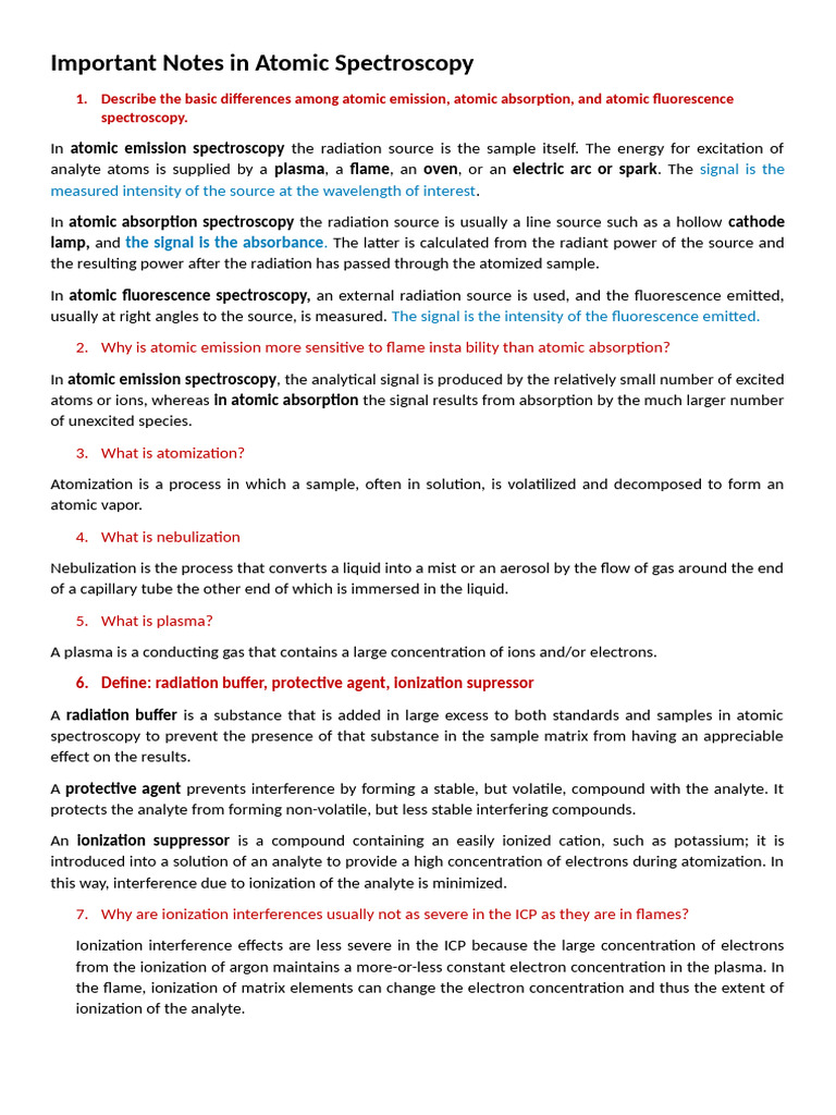 Atomic Spectroscopy Essentials | PDF | Emission Spectrum | Atomic Absorption Spectroscopy