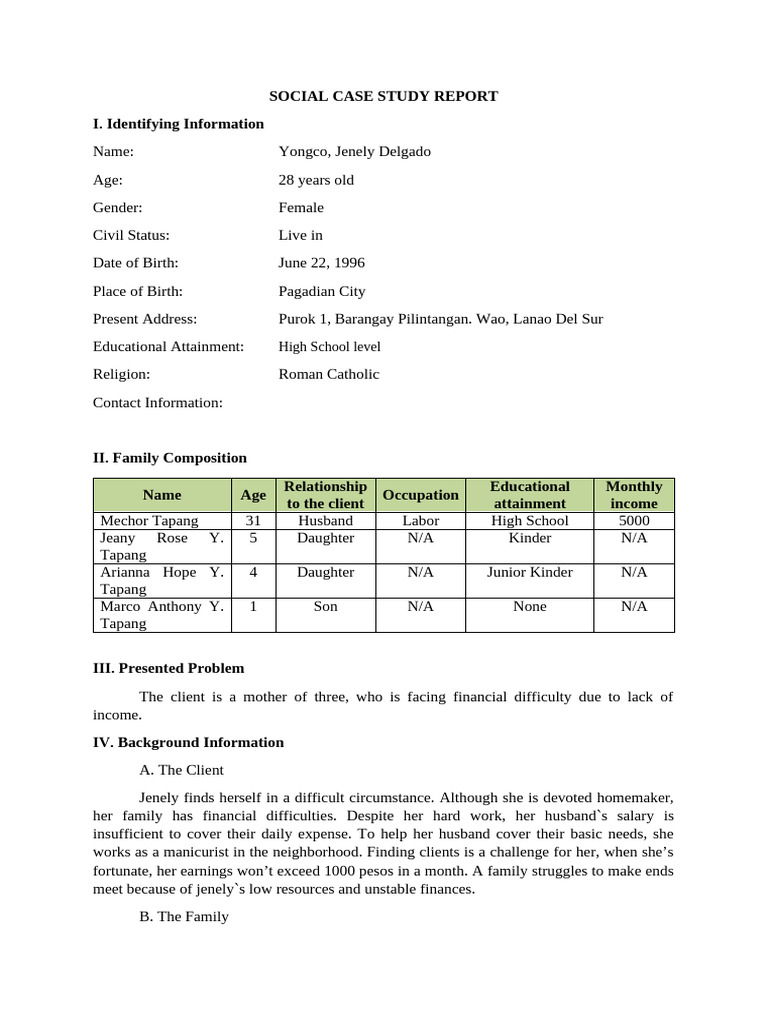 Social Case Study Report Mohdnor Amito | PDF