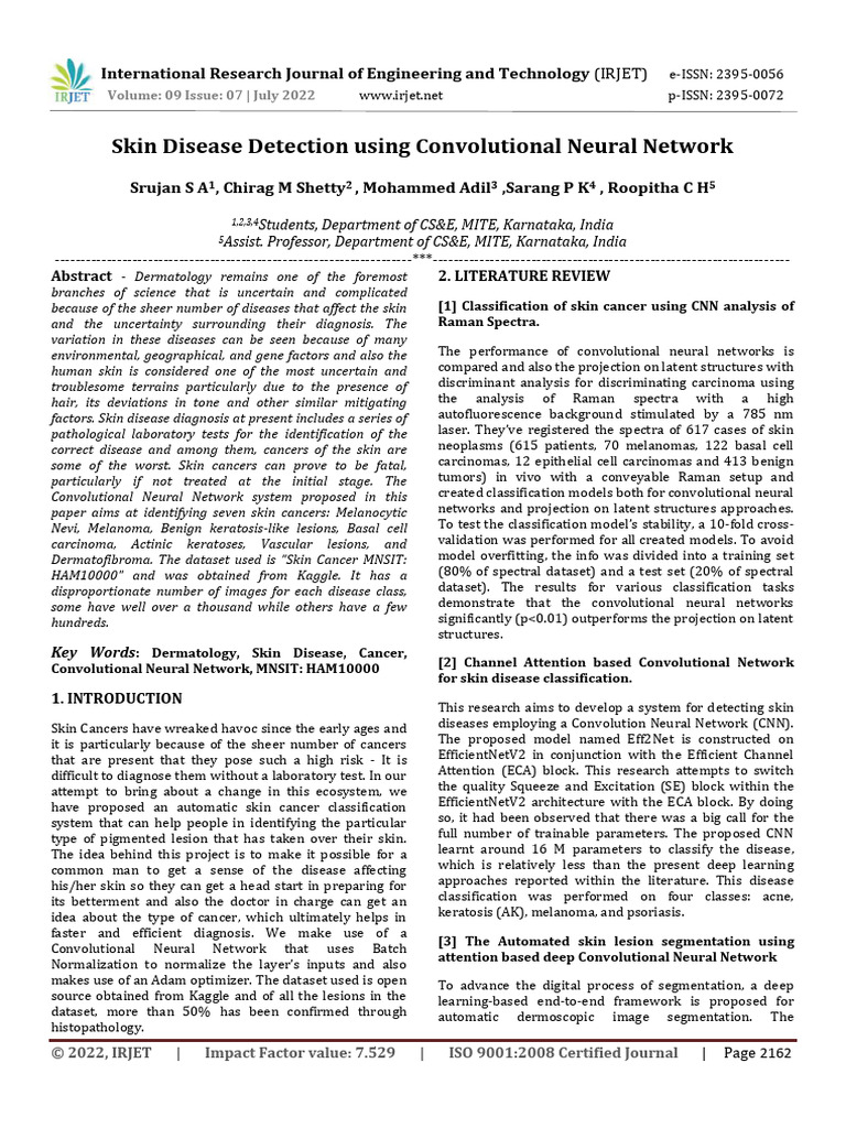 Skin Disease Detection Using Convolution | PDF | Melanoma | Cancer