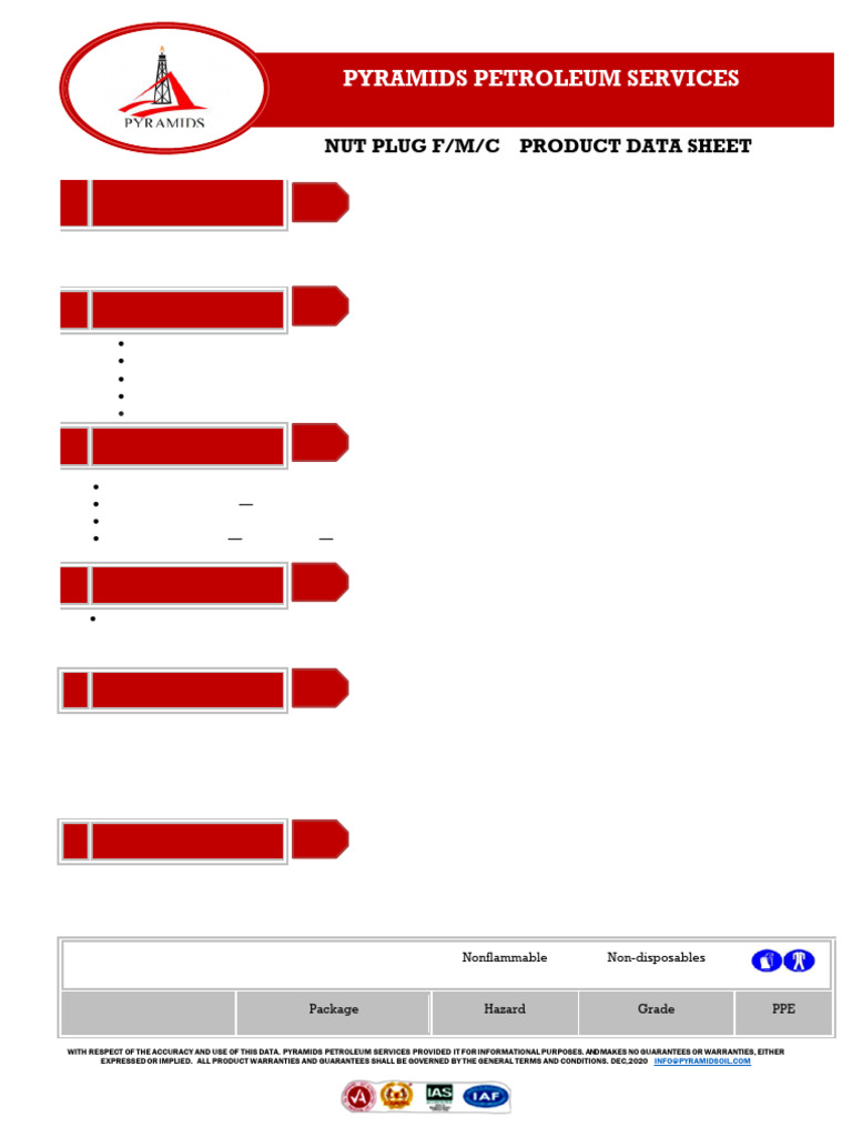 NUT PLUG PRODUCT DATA SHEET_240930_192311 | PDF | Density | Materials