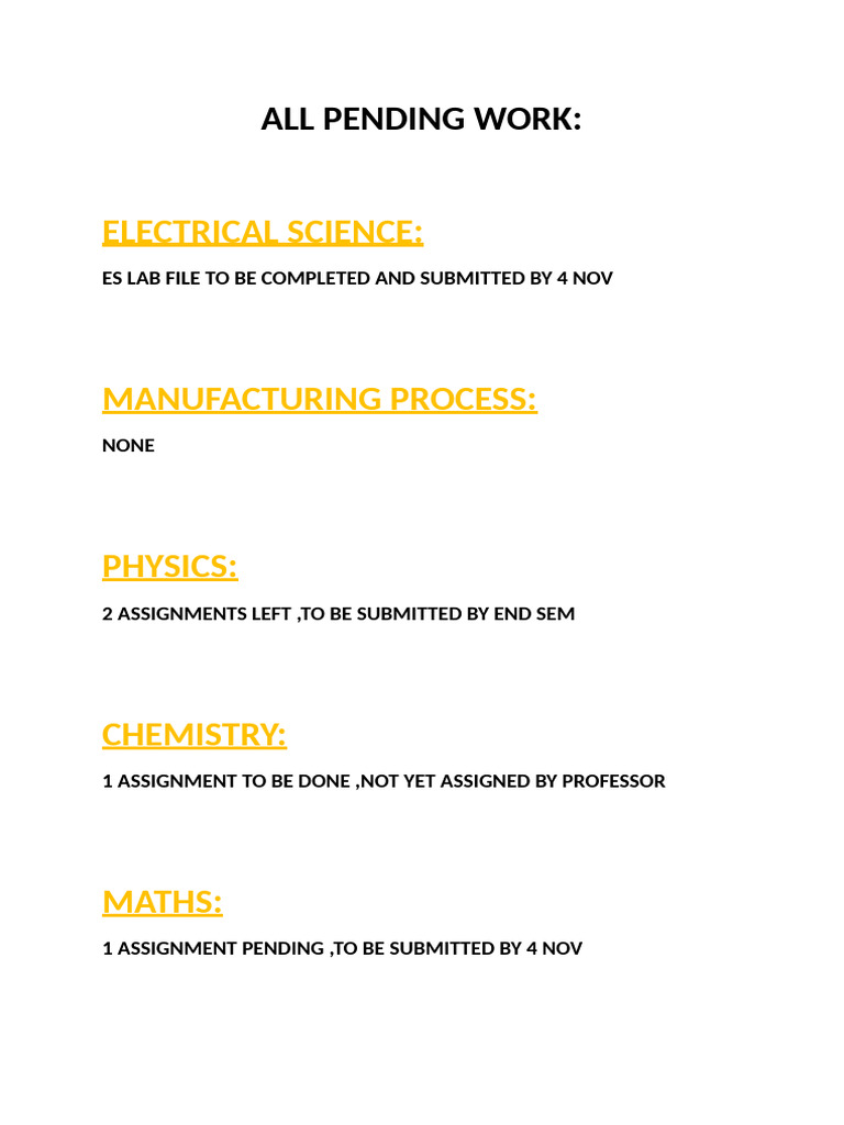 All Pending Work | PDF