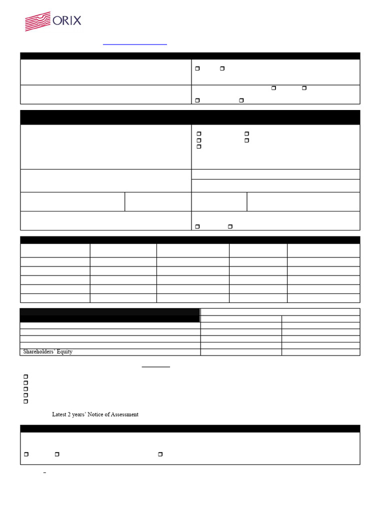 Orix Leasing Loan Application Form | PDF