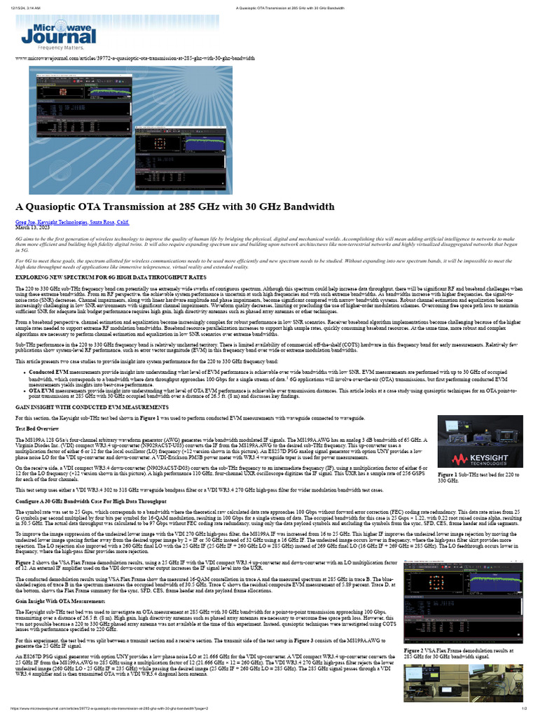 A Quasioptic OTA Transmission at 285 GHZ With 30 GHZ Bandwidth - Page 2 ...