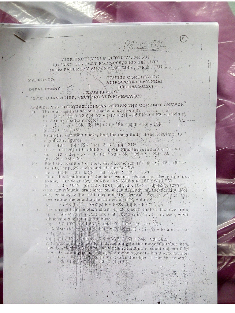 Phy 102 & 103 PQ | PDF