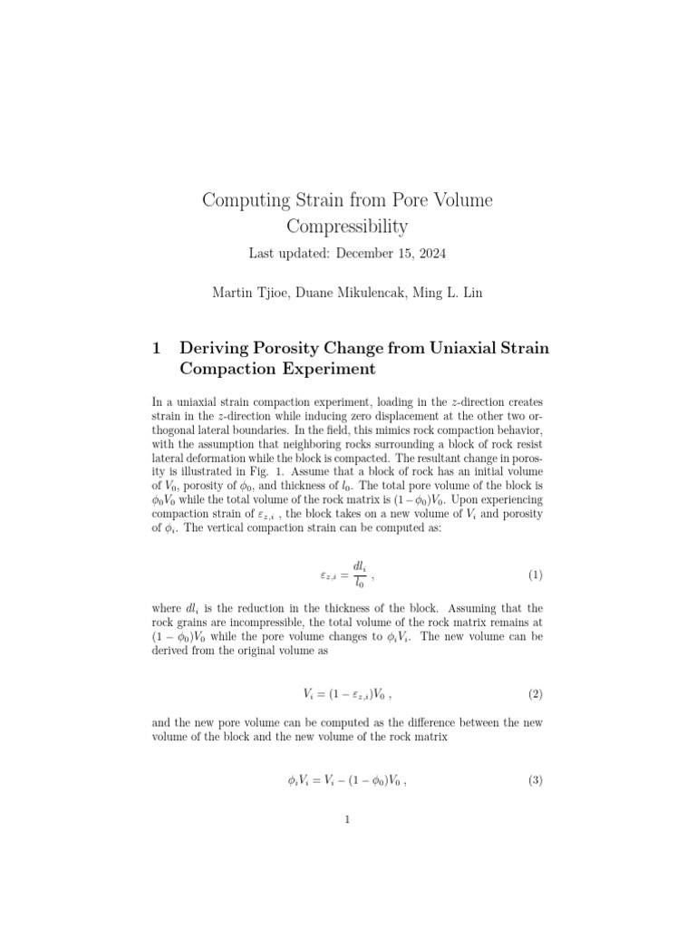 Computing Strain From Pore Volume Compressibility | PDF | Porosity ...