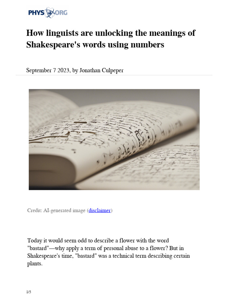 2023 09 Linguists Shakespeare Words | PDF | William Shakespeare ...