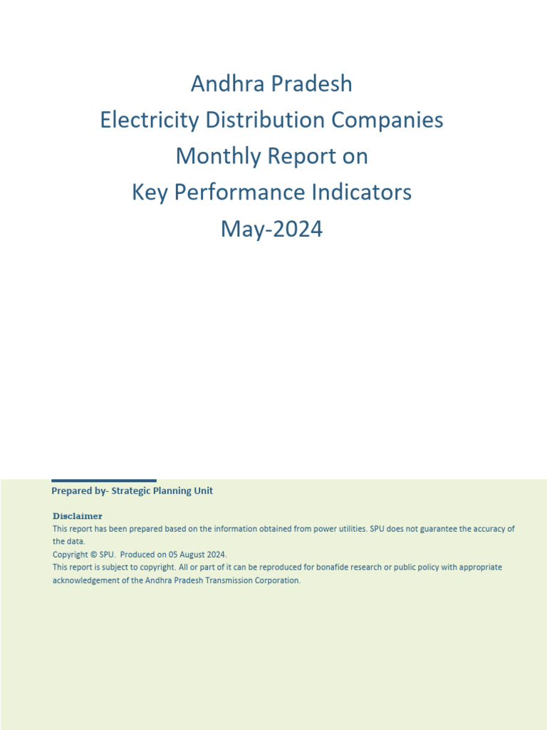 Kpi Report For The Month of May2024 | PDF | Power (Physics) | Electric ...
