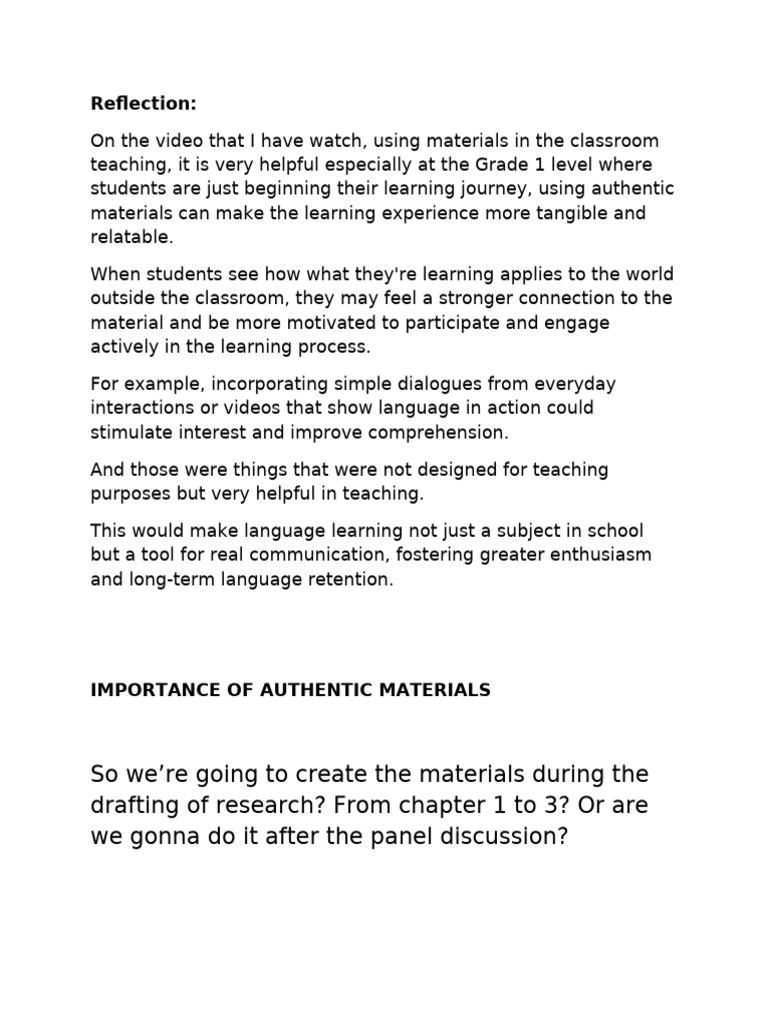 Authentic Materials Reflections | PDF