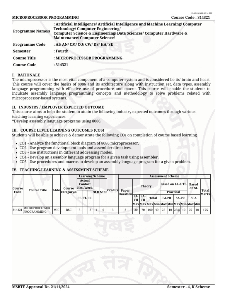 Microprocessor Programming | PDF | Assembly Language | Computer Programming