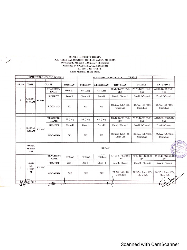 SY BSC 24-25 TT | PDF