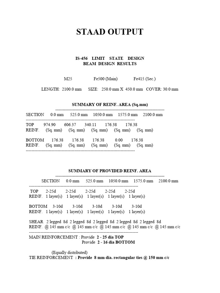 Column Beam Staad Output Maximum | PDF | Beam (Structure) | Structural ...