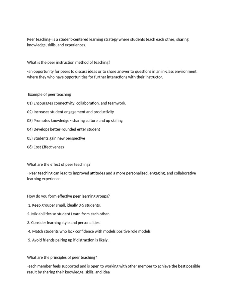 Peer Teaching | PDF