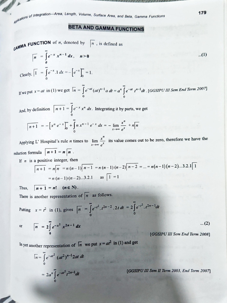 Beta and Gamma Functions Explained | PDF | Integral | Area