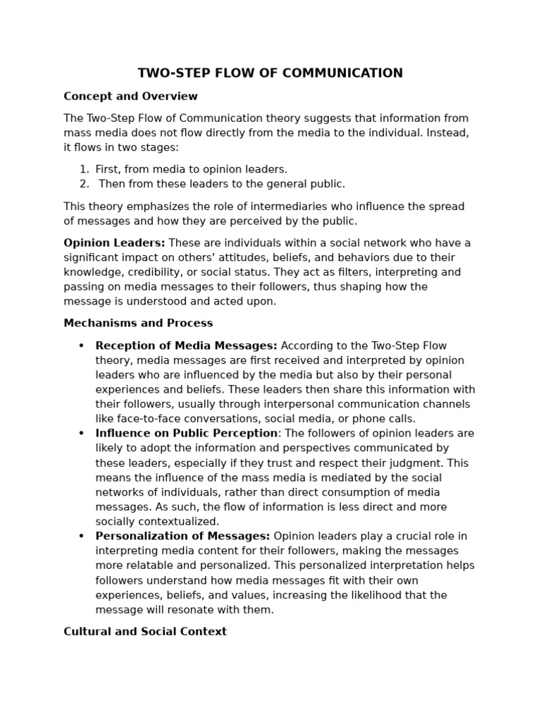 The Two Step Flow of Communication | PDF | Communication | Public Opinion