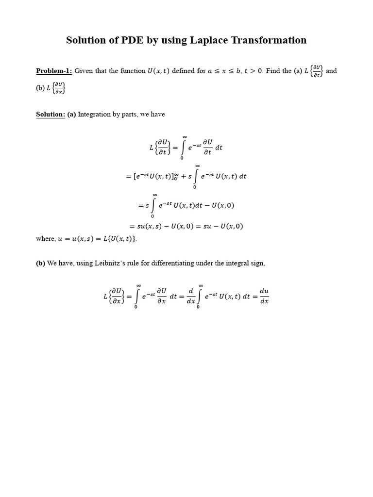 Solving PDE by Using Laplace Transformation | PDF | Partial Differential Equation | Laplace ...