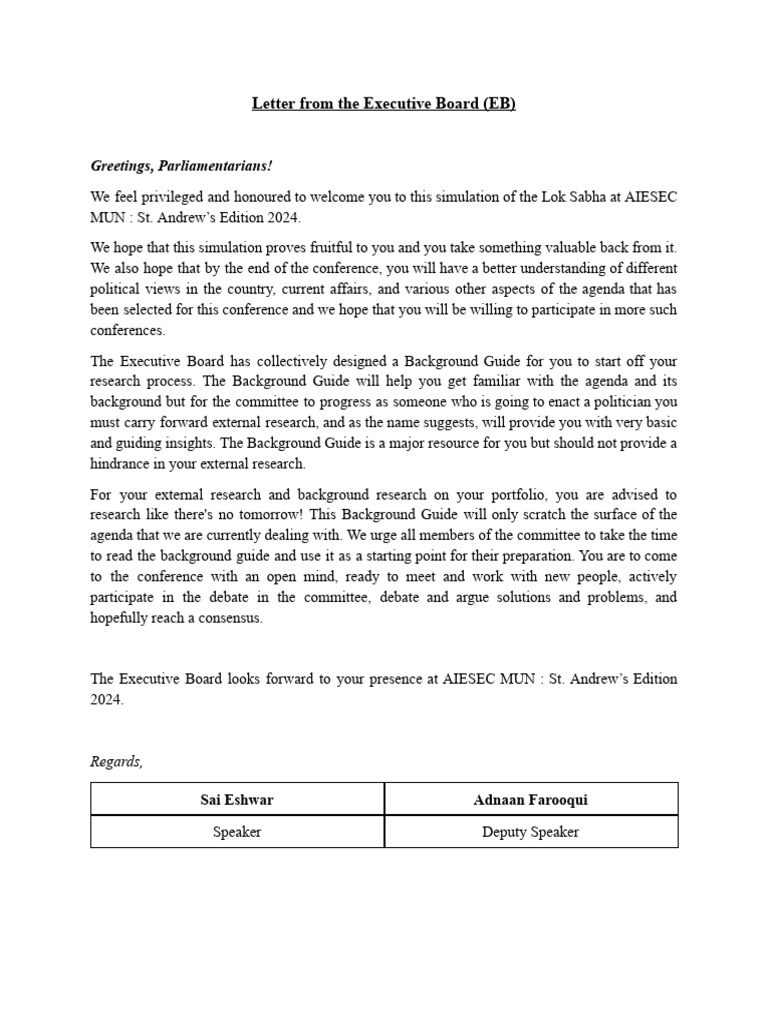 Lok Sabha Background Guide | PDF | Precedent | Marriage