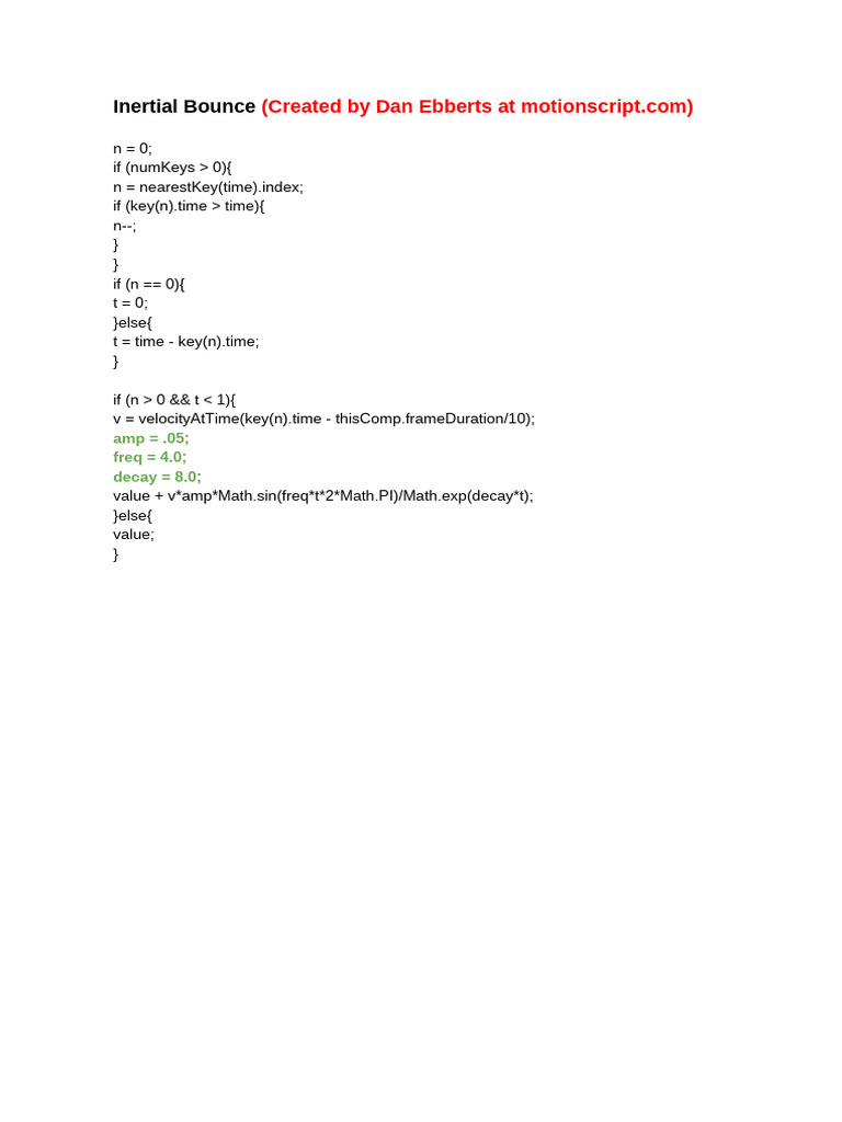 Bounce Expression GFXMentor | PDF