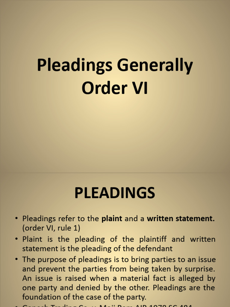 Pleadings Generally | PDF | Pleading | Lawsuit