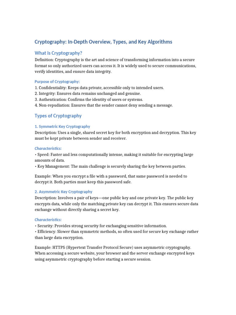 Cryptography Detailed Overview | PDF | Public Key Cryptography | Key (Cryptography)