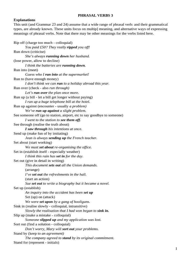Understanding Phrasal Verbs: Meanings & Uses | PDF