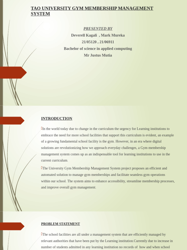 Tao University Gym Membership Management System | PDF | Accessibility ...