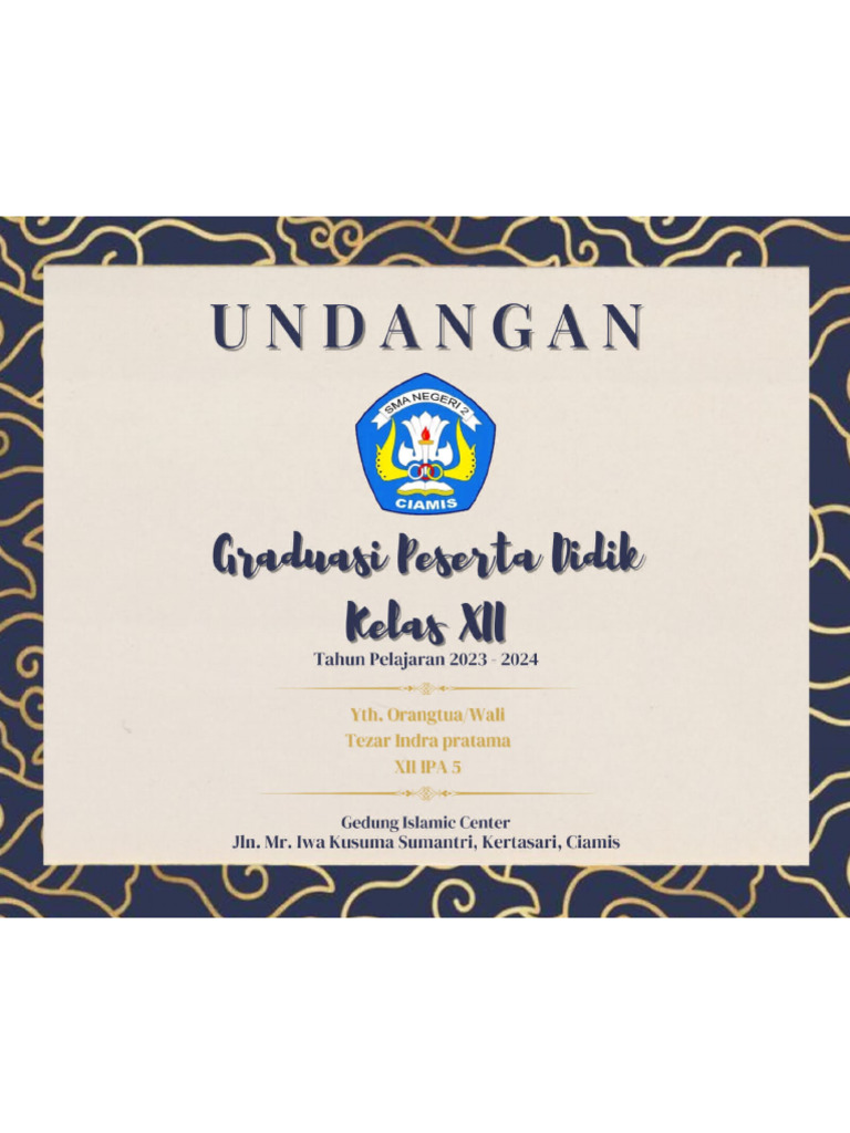 Undangan Graduasi Tezar Indra Pratama XII IPA 5 | PDF