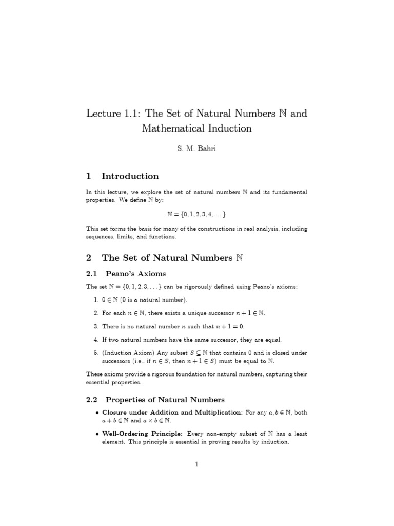 Lecture 1.1 The Set of Natural Numbers N and | PDF | Natural Number ...