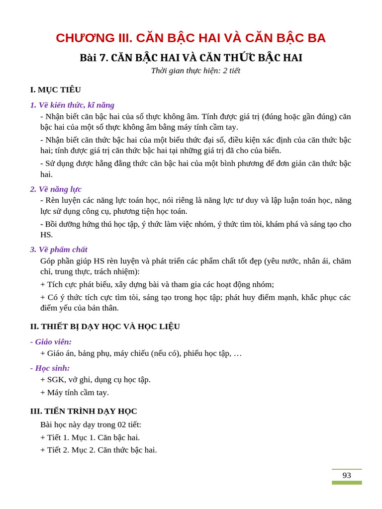 KHBD-Toan 9.1_Chương 3.thu | PDF