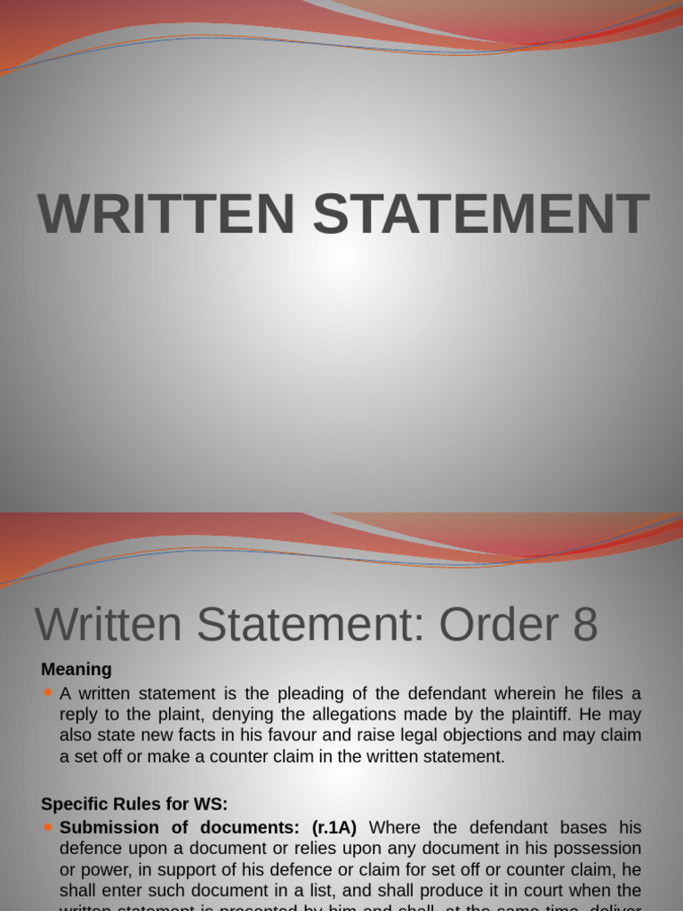 WRITTEN STATEMENT | PDF | Lawsuit | Counterclaim