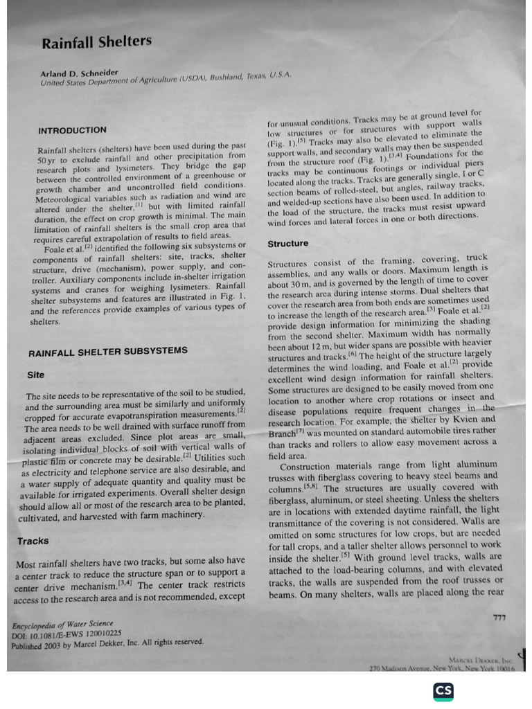 Greenhouse Rain Shelters | PDF
