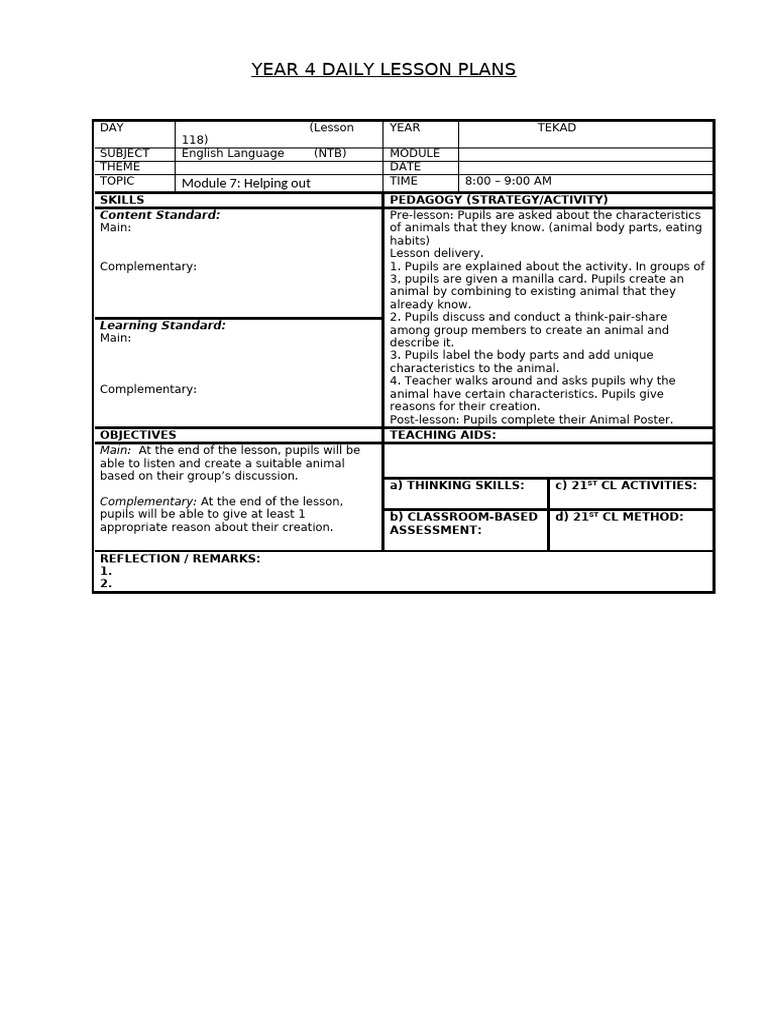 Lesson Plan 4 Tekad | PDF | Teachers | Learning
