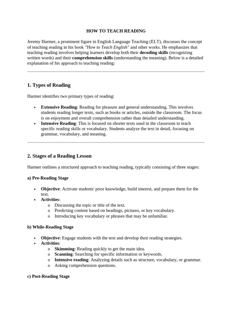 How to Teach Reading | PDF | Reading Comprehension | Vocabulary