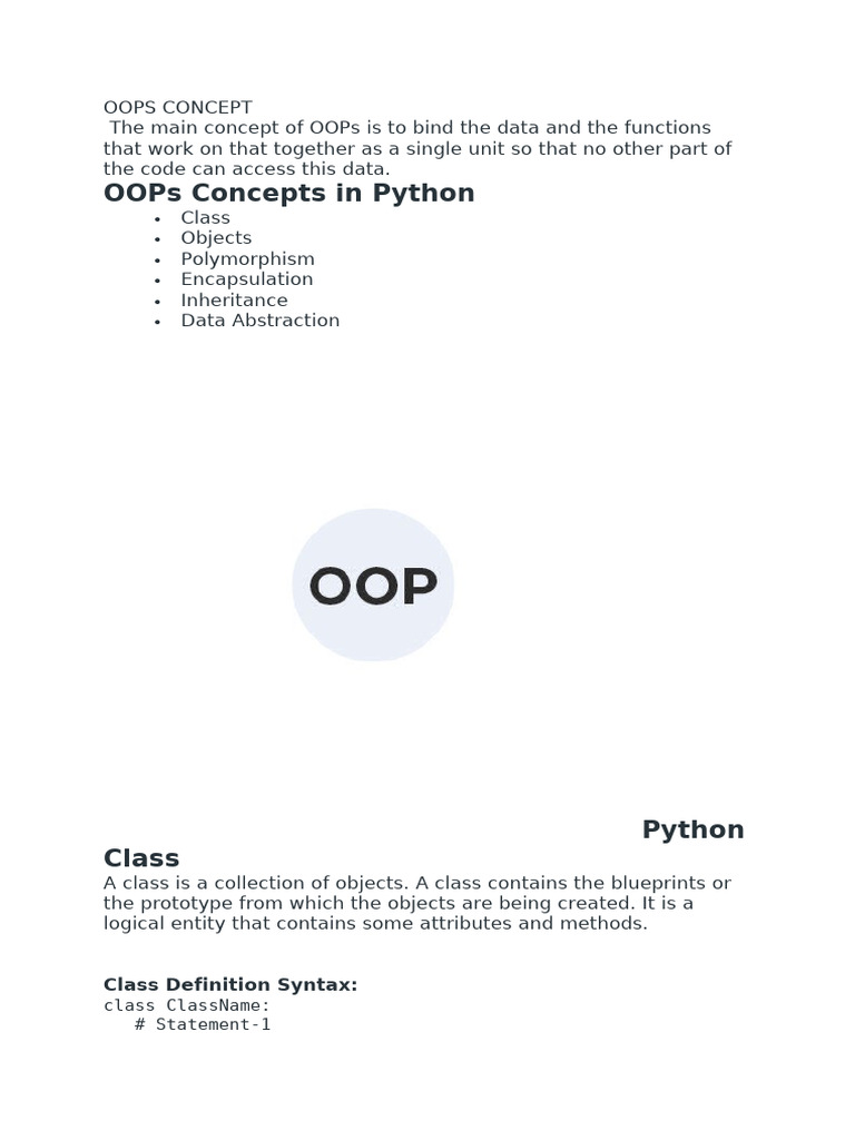 Oops Concept Pdf Class Computer Programming Inheritance Object Oriented Programming