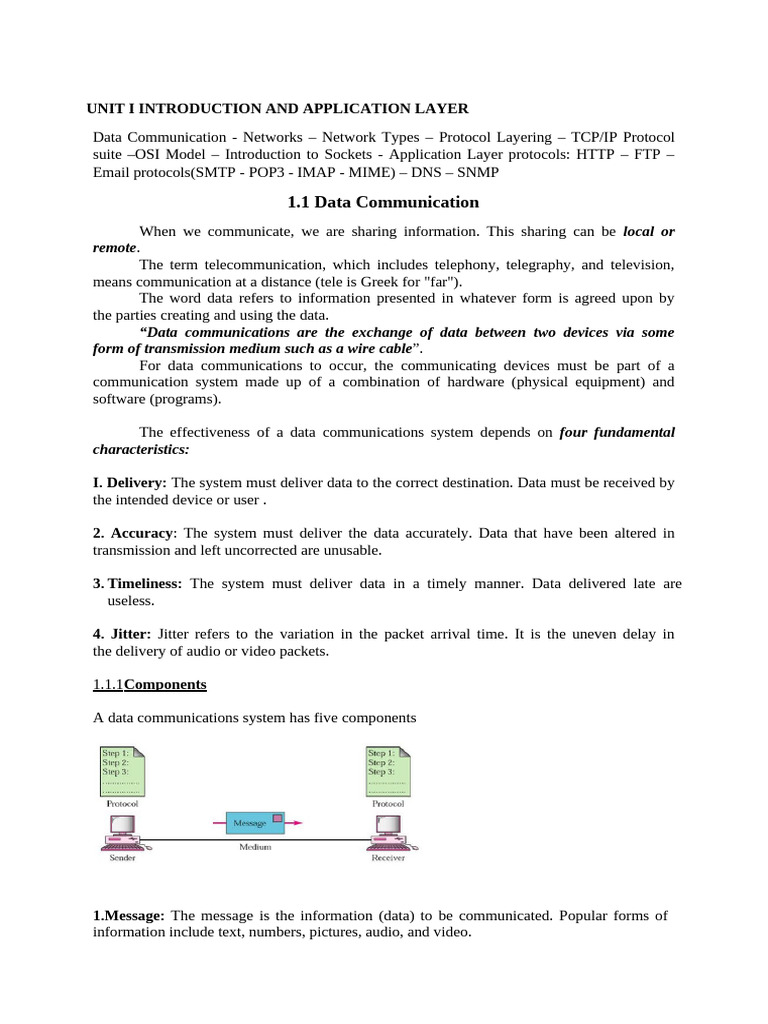 Cs3591 CN Unit 1 Notes | PDF | Internet Protocol Suite | Network Topology