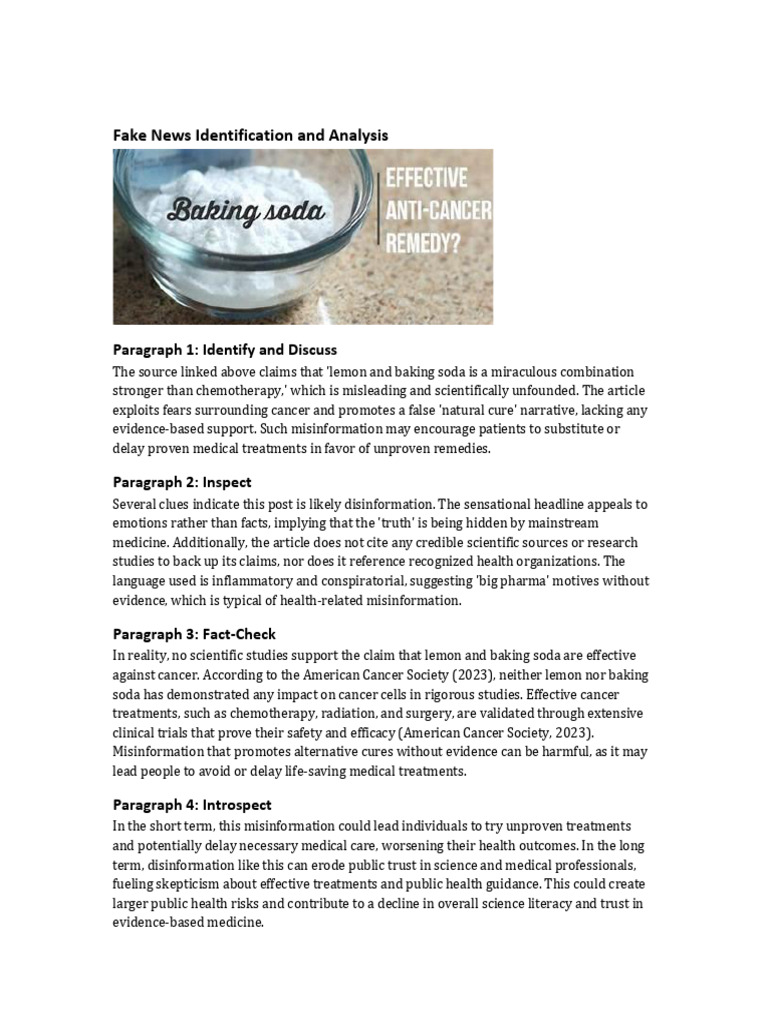 Fake News Identification and Analysis Activity Updated | PDF | Cancer ...