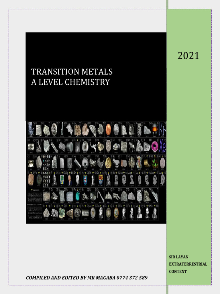 Transition Elements Chemistry A Level | PDF | Coordination Complex | Ligand