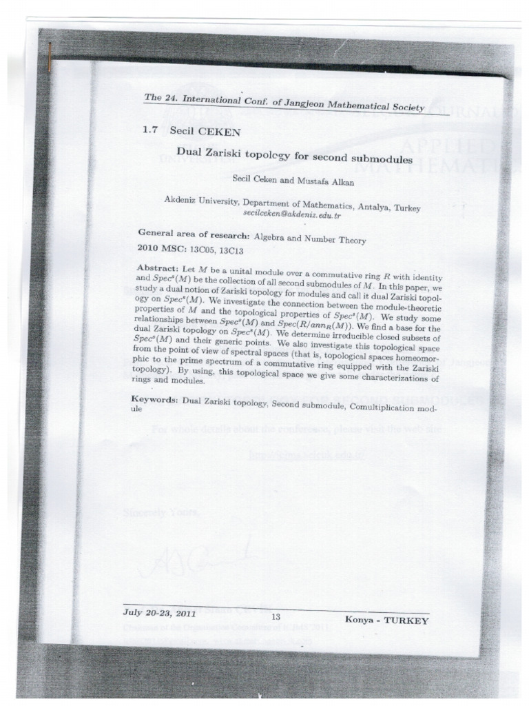 Dual Zariski Topology For Second Submodules | PDF