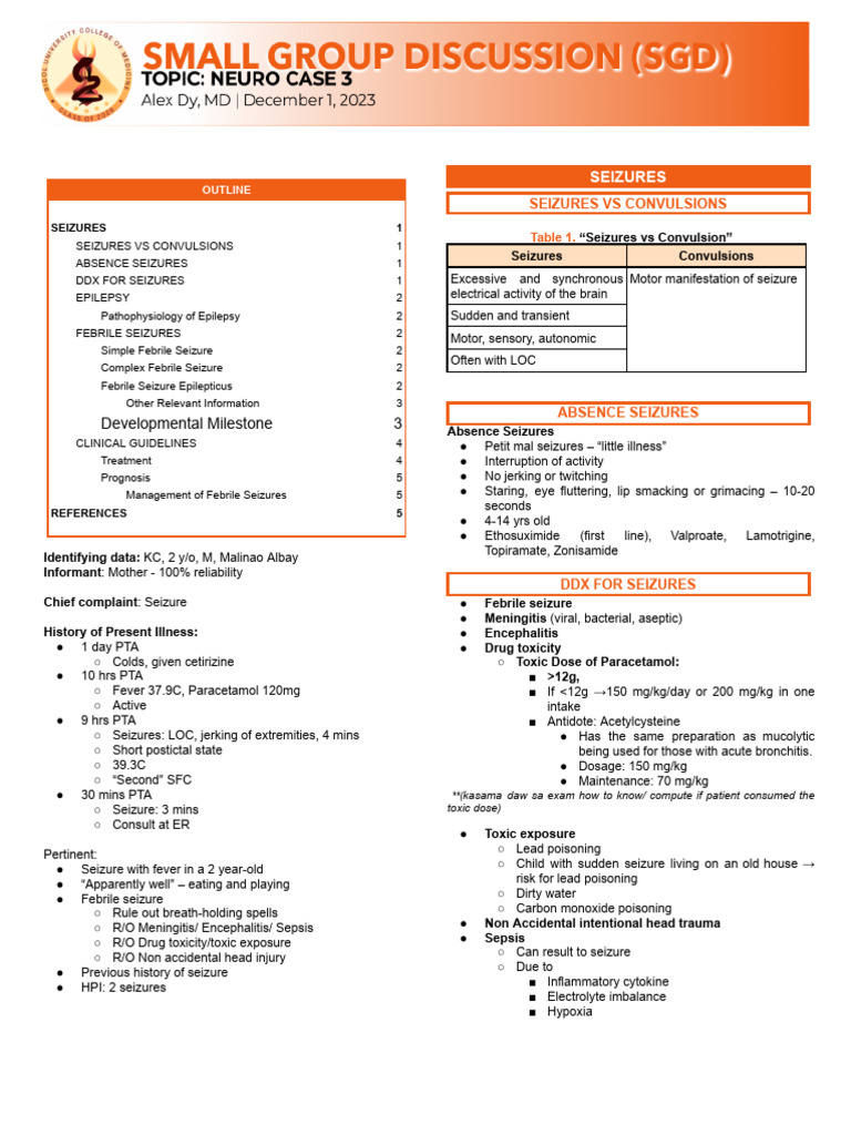 Neuro Case 3 Synth SEIZURE. | PDF | Meningitis | Neurological Disorders